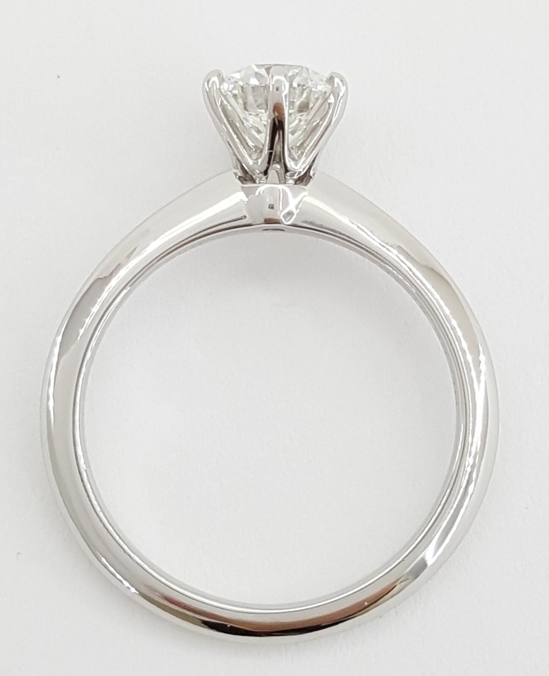 Tiffany & Co Round Diamond Solitaire Platinum Engagement Ring 0.74 ct ...