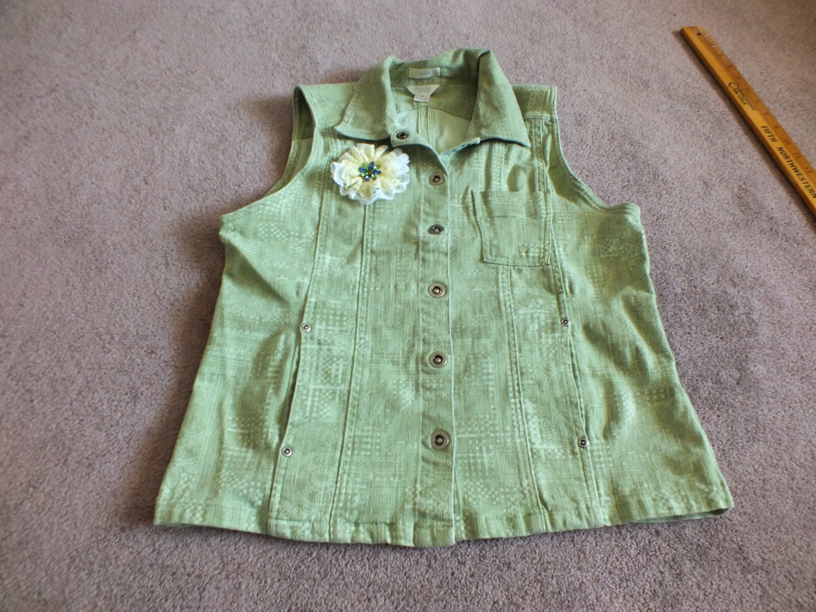 Upcycled Repurposed Vest Christopher Banks Greens Han… - Gem