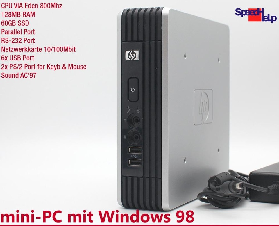 HP MINI-COMPUTER PC FÜR WINDOWS 98 OLD DOS GAMES SPIELE 800MHZ 60GB SSD ...