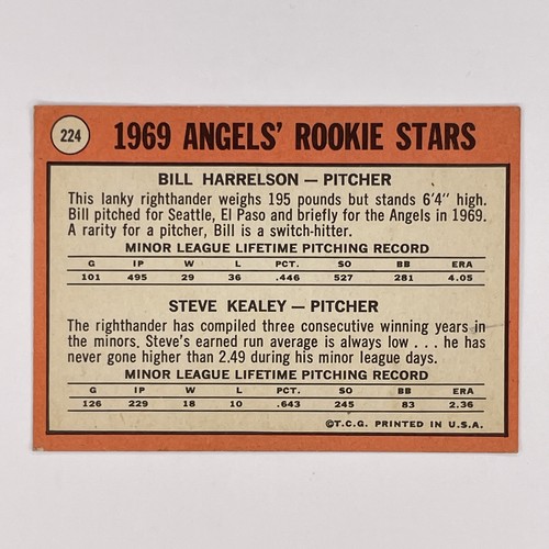 1969 Topps Angels Rookie Stars Bill Harrelson / Steve Kealey VG/EX #224 ...