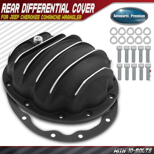 Rear Black Differential Cover with Gasket & Drain Plug for Jeep Dana 35 ...
