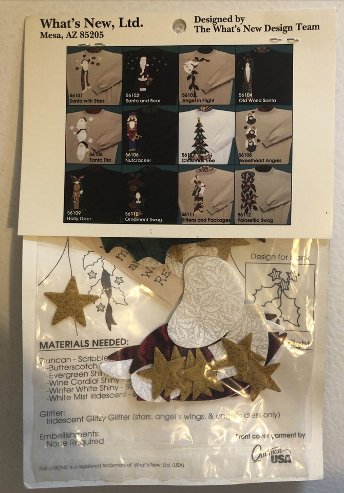 What's New Ltd Christmas Holiday Iron-On Fabric Applique 56103 ANGEL IN ...