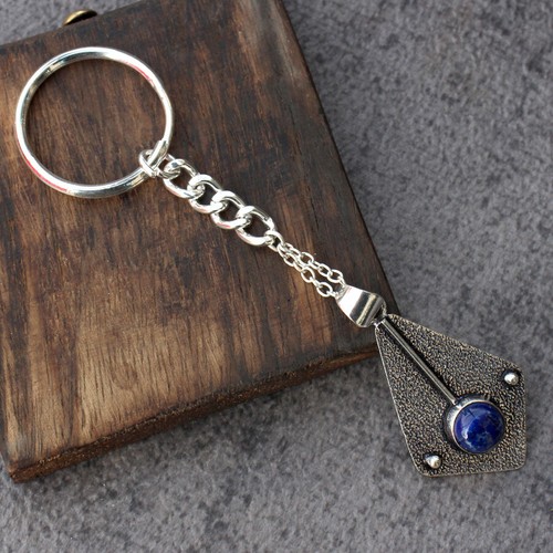 925 Silver Plated Keychain Lapis Lazuli Keychain Jewelry Size 4.5" GW ...