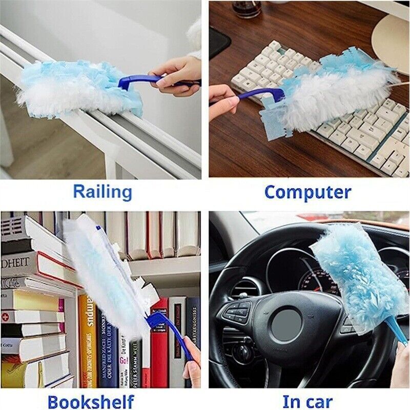 Flash Dust Magnet Fluffy Duster KIT with Extendable Long HANDLE & 20 ...