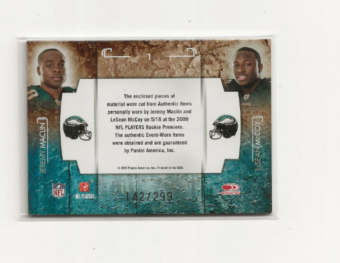 2009 Rookies & Stars LeSean McCoy Jeremy Maclin DUAL JERSEY #142/299 ...
