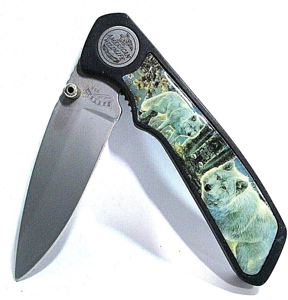 Frost Cutlery Folding Pocket Knife American Wildlife Collection WOLVES ...