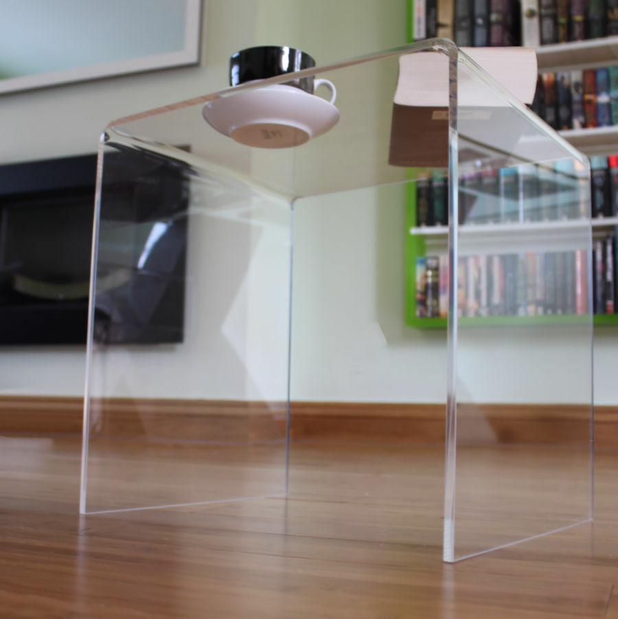 Clear Acrylic Plastic Side Table Hygienic Easy Clean Living Room End ...