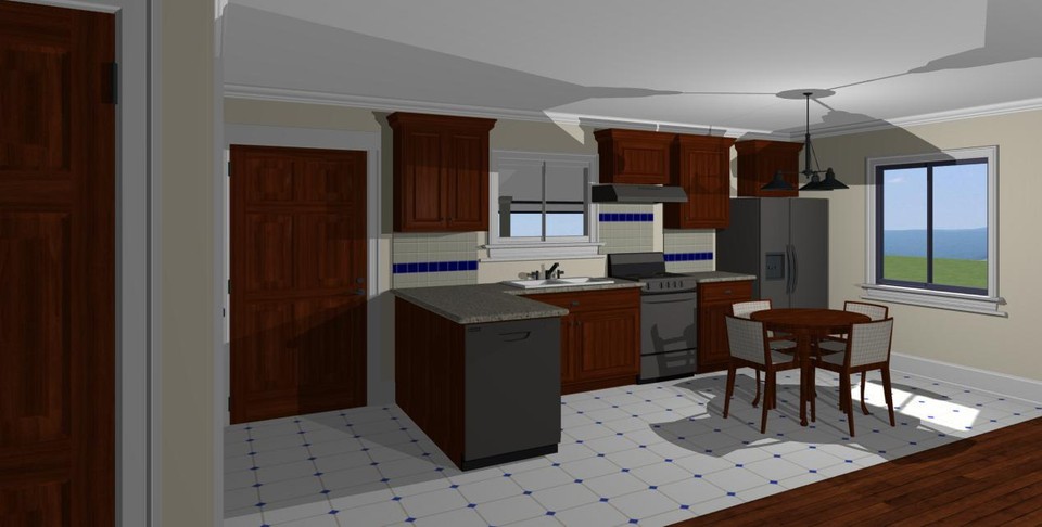 House Plans 1080 square feet, two bedrooms, outdoor deck, open kitchen ...