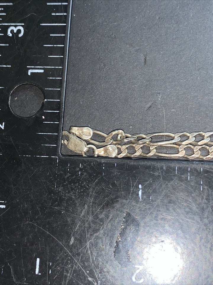 Sterling Silver 925 Lot Necklace D33 Vintage Look Figaro Chain Link ...