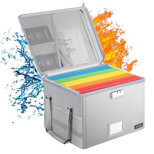 Upgraded File Box with Lock, Fireproof Document Box File Cabinet File ...