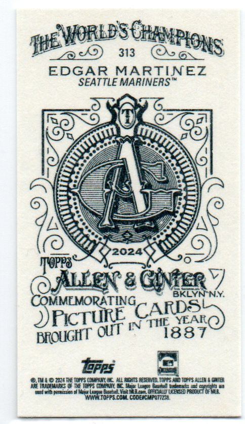 2024 Topps Allen and Ginter Mini A and G Back #313 Edgar Martinez SP ...