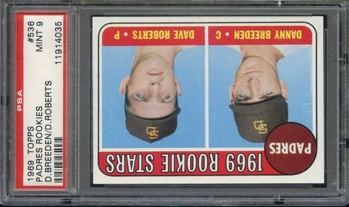 1969 TOPPS #536 DANNY BREEDEN/DAVE ROBERTS PSA 9 (RC) PADRES ROOKIES ...