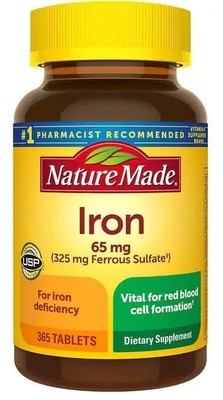 Nature Made Iron 65 mg - 365 Tablets Dietary Supplement, Iron ...