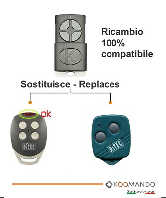 Mando Puerta Control Remoto Multikoo Slide Compatible Con Ditec BIX LS2 | eBay