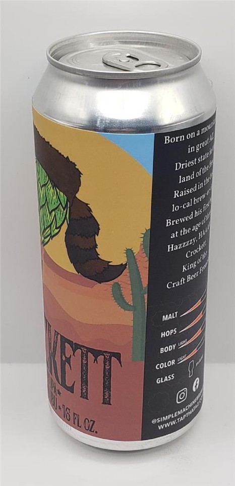 Craft Beer Can Simple Machine Brewing Company Hazy Crockett IPA Racoon ...