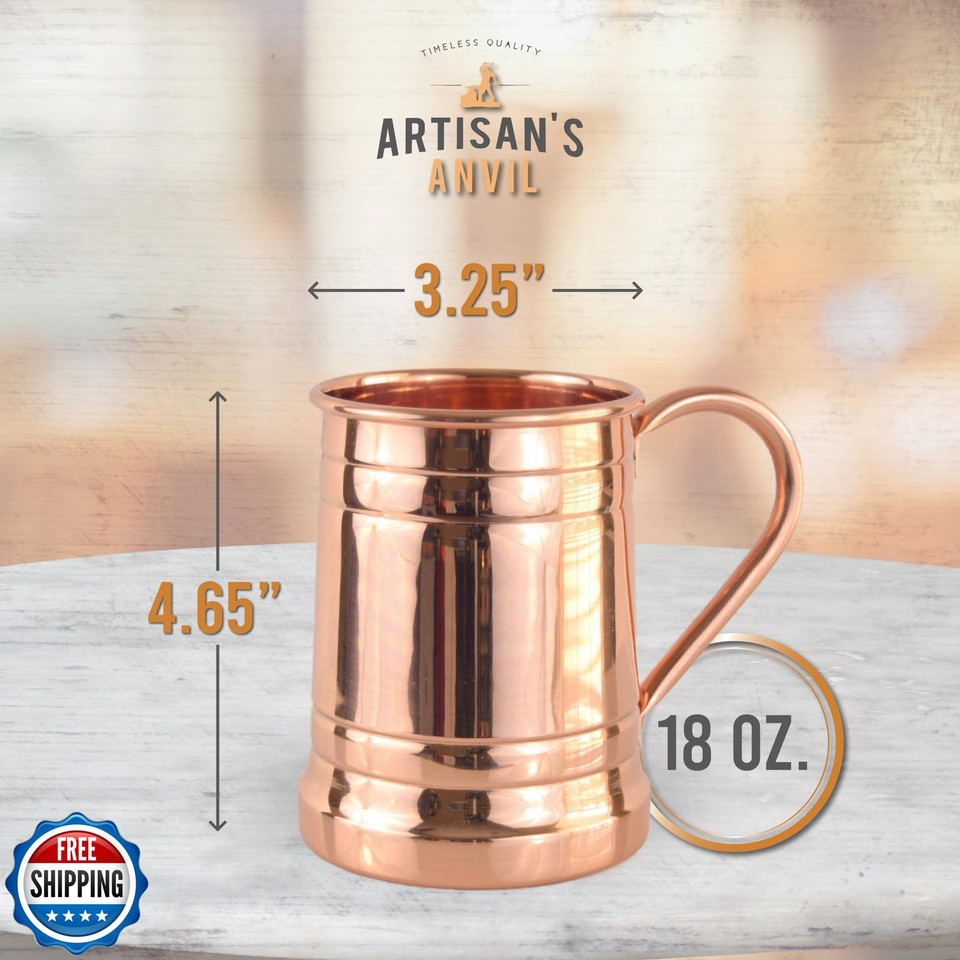 PURE COPPER BEER MUG – Unique Tankard Look - Handmade 100% Pure C | eBay