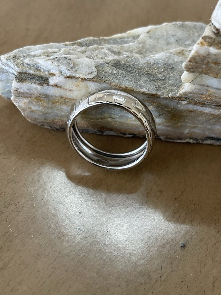 OTC Vintage 14k White Gold Ribbed Design Band Ring Size 6 Wedding Band ...