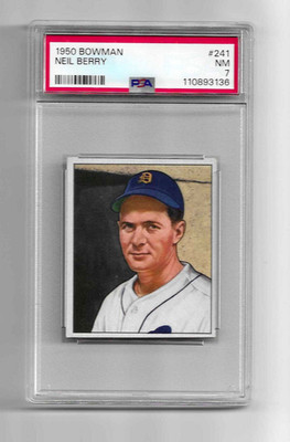 1950 BOWMAN BASEBALL CARD #241 NEIL BERRY RC PSA 7 NQ MLB DETROIT ...