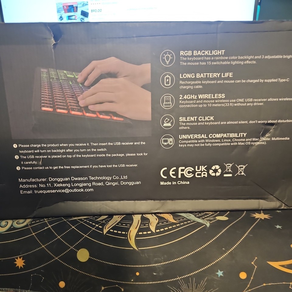 RGB Backlit KL1 Light up Rechargeable Wireless Keyboard & Mouse Combo ...
