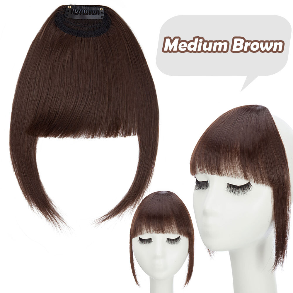 Straight Front Bangs Fringe Piece Clip In Hair Extensions Remy style ...