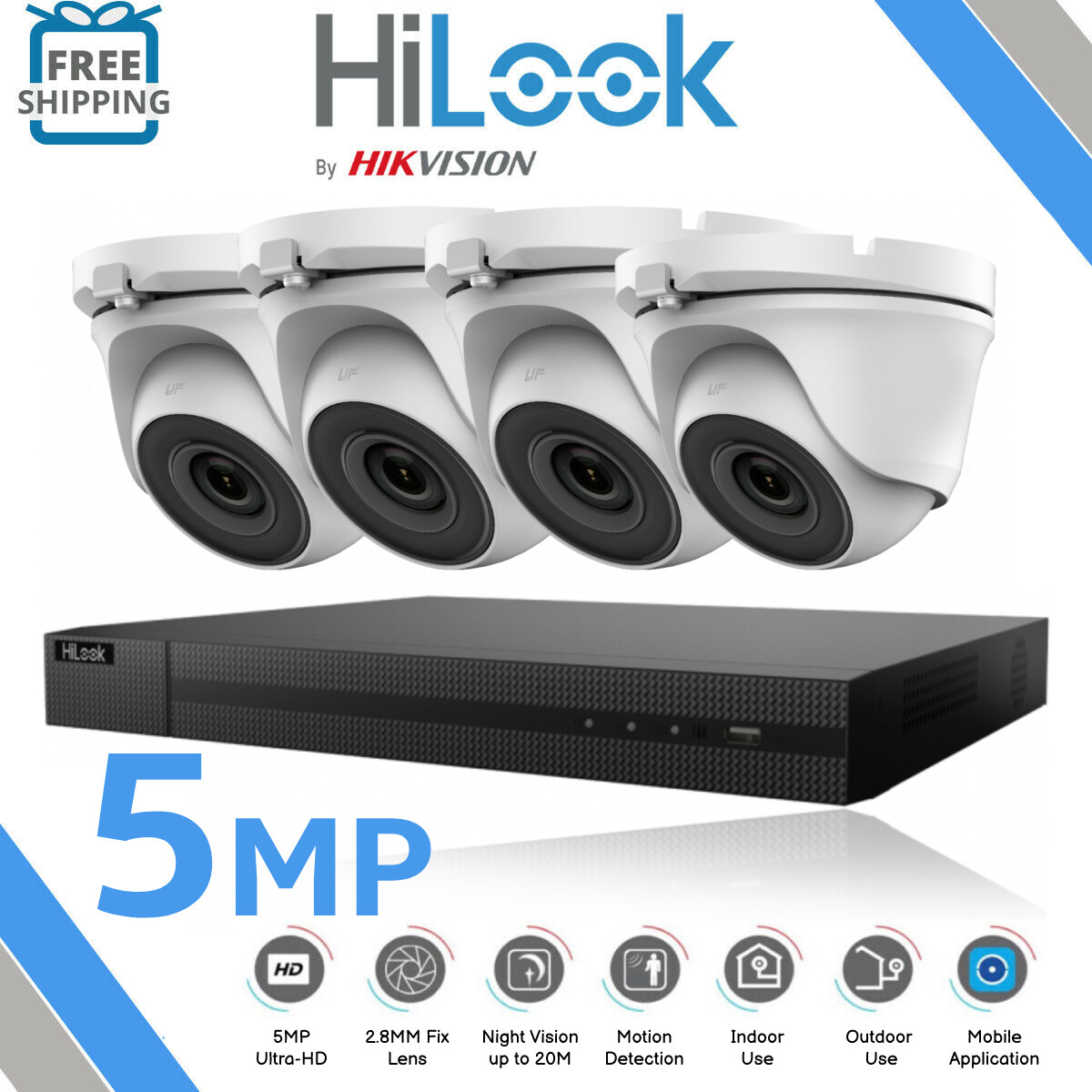 HIKVISION HILOOK 5MP CCTV HD NIGHT VISION OUTDOOR DVR HOME SECURITY ...