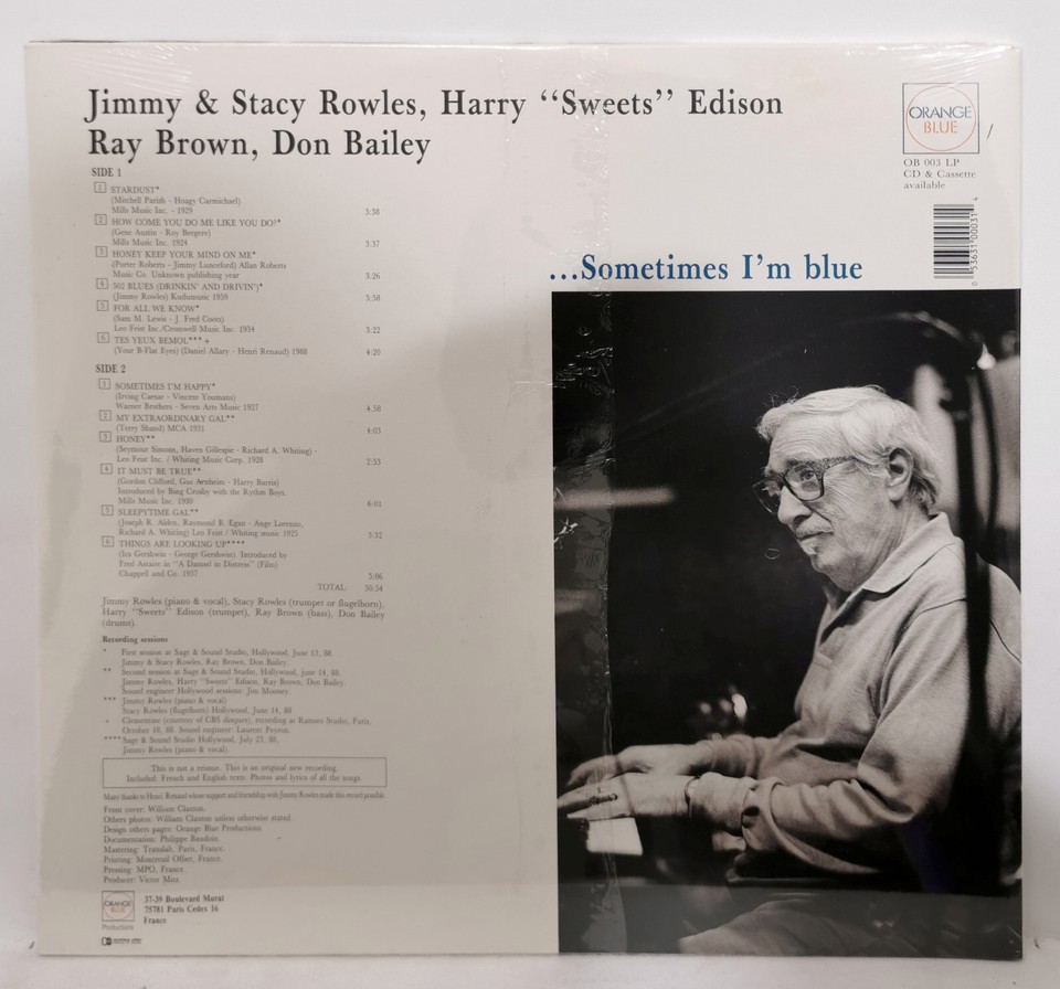 JIMMY ROWLES ⸺ sometimes i'm happy, sometimes... ⸺ ORANGE BLUE LP STILL ...