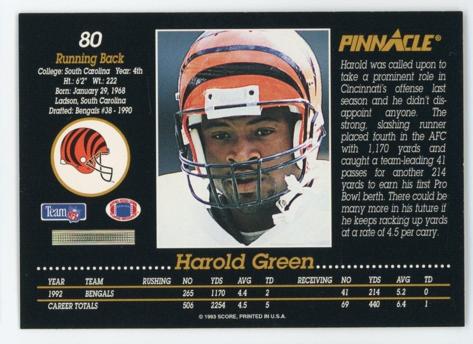 1993 Pinnacle Harold Green #80 | eBay