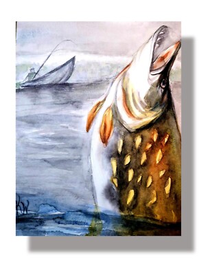 Pike Fish Art Print on Canvas by Kathleen Wendt 8"x10" - Ready To Be ...
