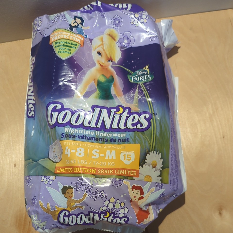 2 Vintage Limited Edition Disney Fairies Goodnites pull ups diapers S/M ...