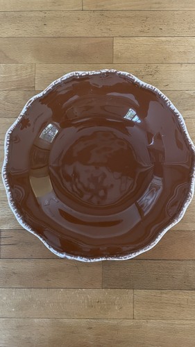 Italian Vietri Terracotta 8.75” Round Pasta Bowl, Brown With White ...