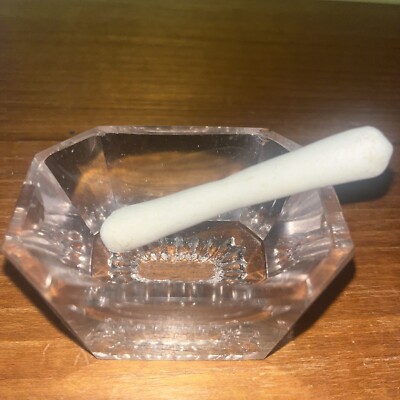 Vintage Rectangle Cut Glass Open Salt Cellar w/ Pestle | eBay
