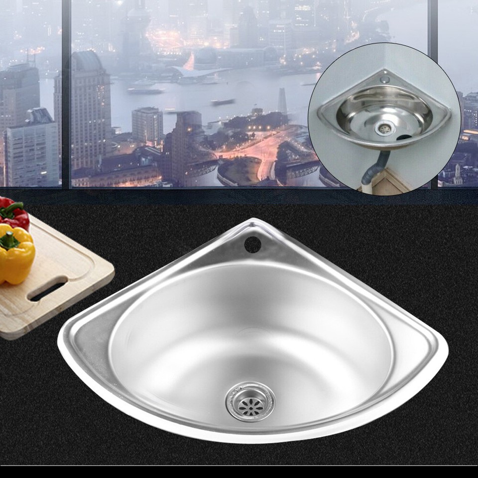Stainless Steel Triangle Corner Basin Thick Small Sink Wall Mounted ...