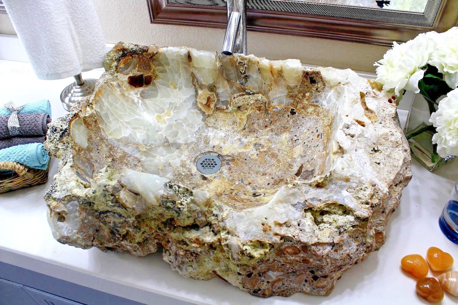 Onyx/travertine Stone Sink /Modern Natural Stone Bathroom Vessel Sink ...