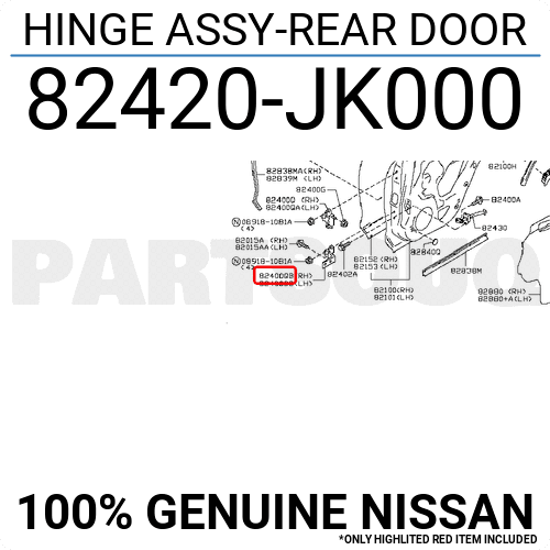 82420JK000 Genuine Nissan HINGE ASSY-REAR DOOR 82420-JK000 | eBay