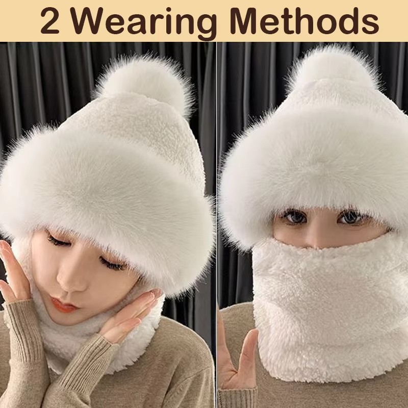 3 in 1 Womens Beanie Hat Fleece Lined Winter Scarf Mask Set Snow Caps ...