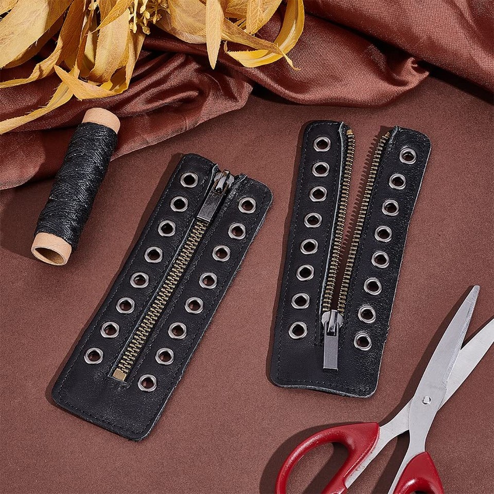 Leather Lace-in Boot Zipper Inserts, 2.1×6.2" Black-smooth | eBay