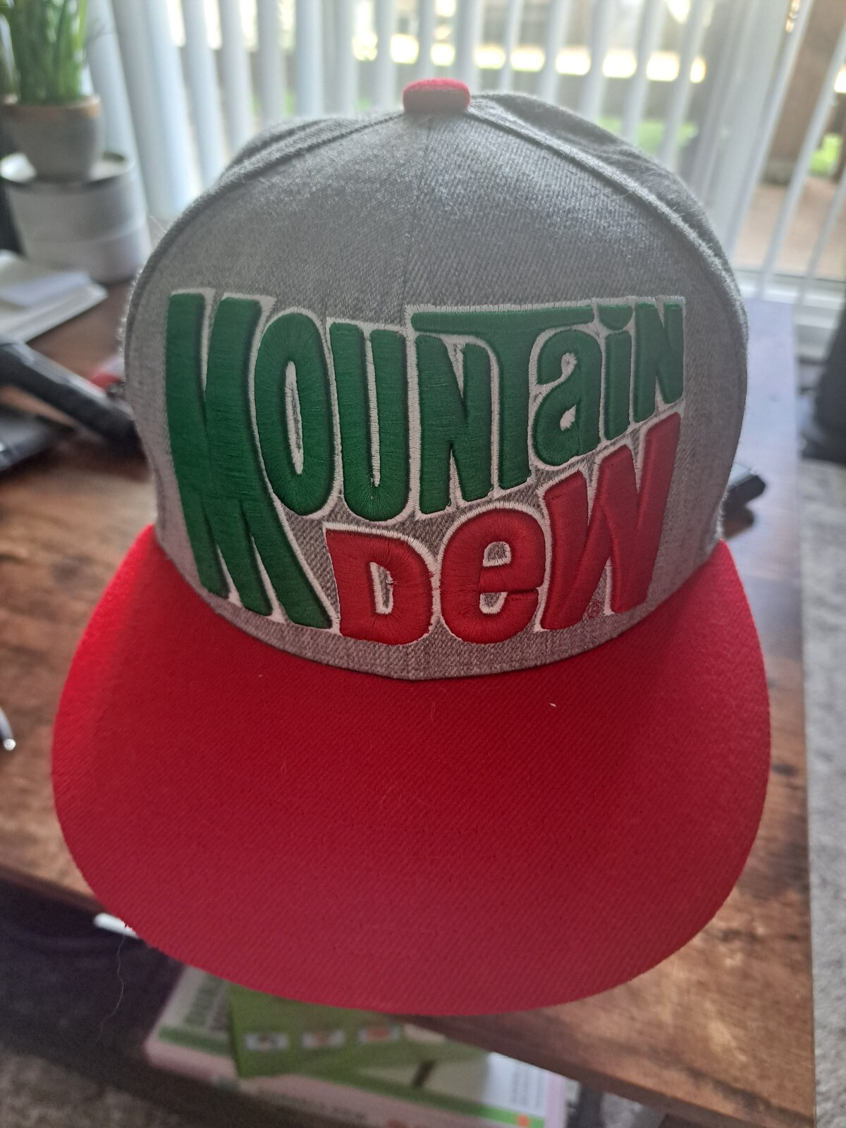 Adjustable Gray Mountain Dew Flat Bill Cap - Gem