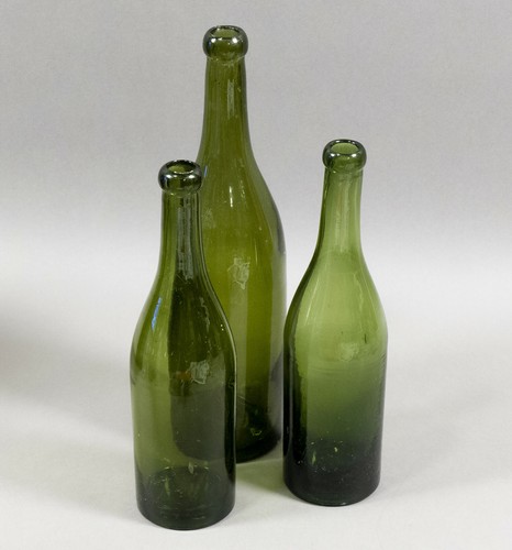 3 Handblown Antique Dark Green Turn Mold Blob Top Beer Bottles | eBay