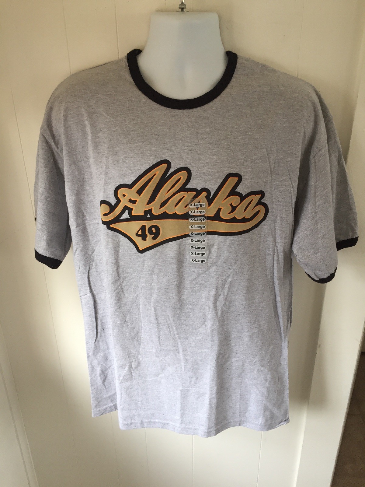 NWT Alaska 49 state Size XL ,Gray,Short Sleeveraised letter Graphic tee ...
