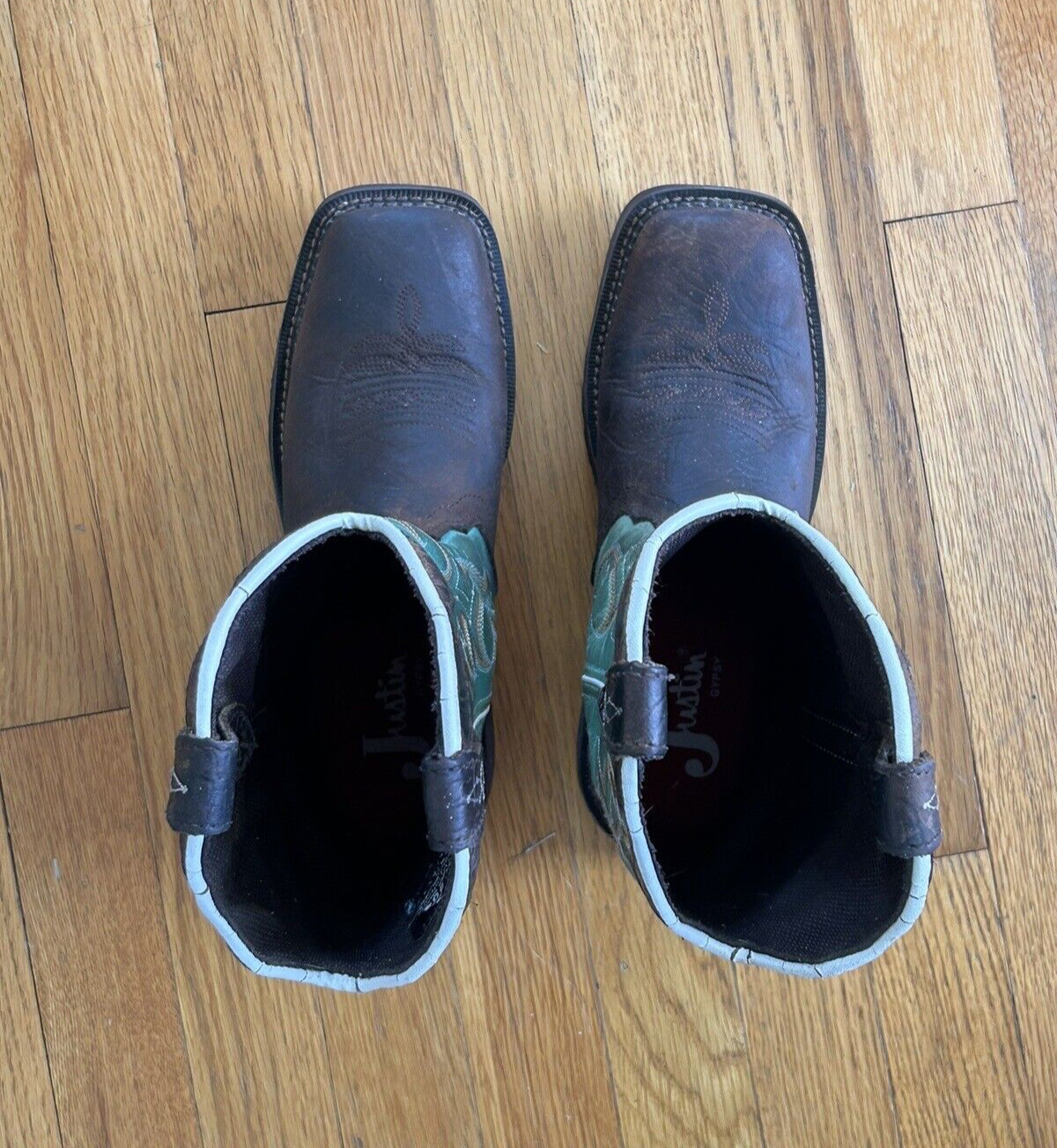 Justin Gypsy Raya Teal Turquoise/Brown Leather Cowgir… - Gem
