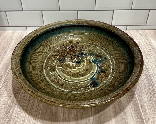 John Glick Plum Tree Pottery Brown 3D Art Pottery Decorative Bowl 10 3/ ...