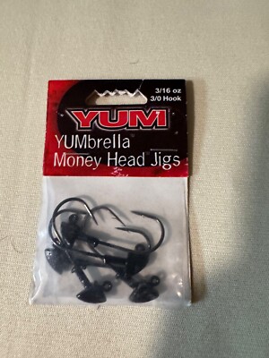 "Yum Lures YUMbrella Money Head Jig Black 3/16 -Ounce A-Rig Hooks ...