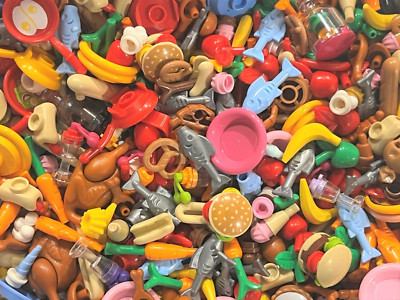 LEGO MINIFIGURE FOOD PIECES (BULK LOT OF 50) FRUIT MEAT DRINKS VEGGIES ...