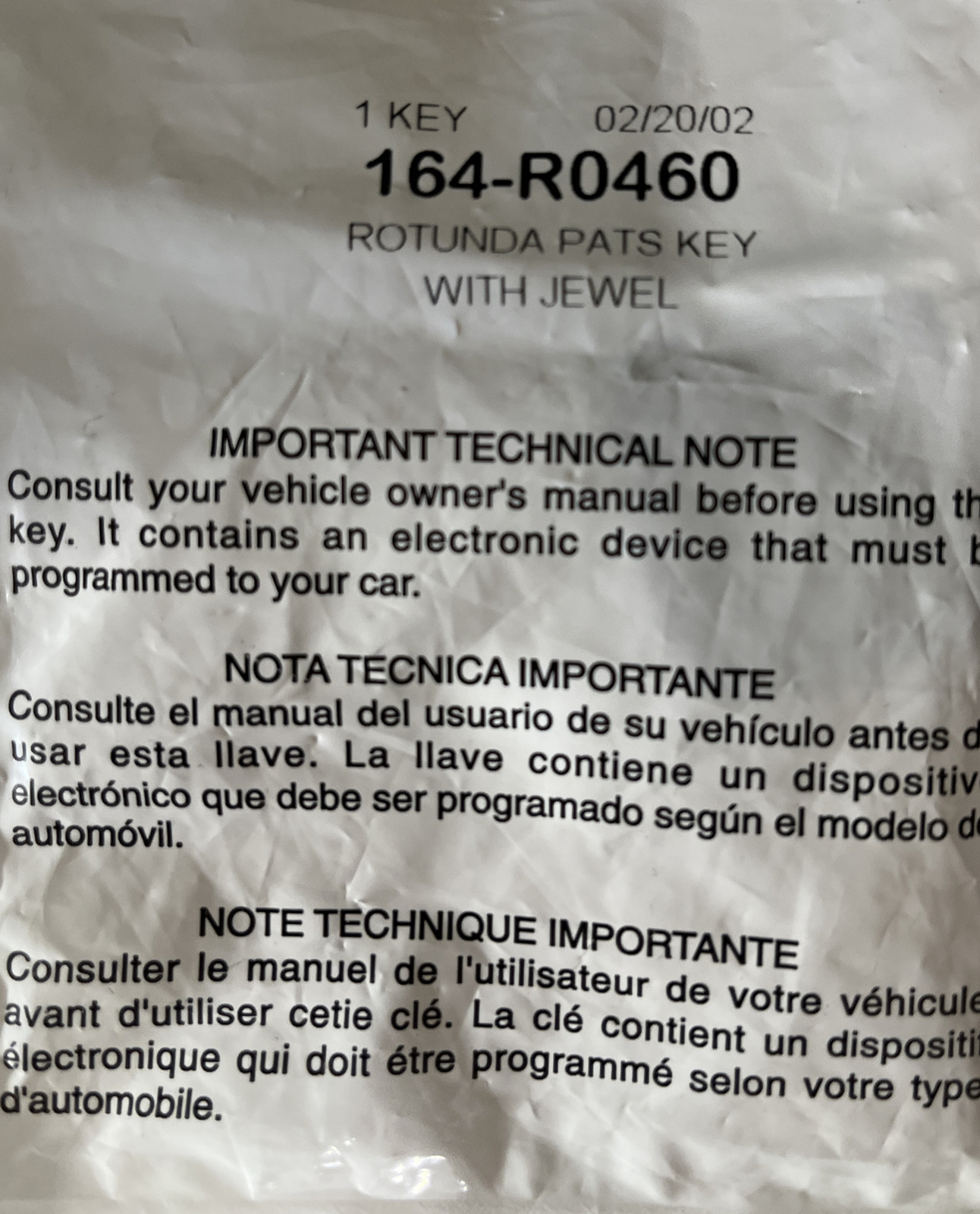 NEW OEM Rotunda Ford PATS Transponder Chip Key H86 164-R0460 - Jewel ...