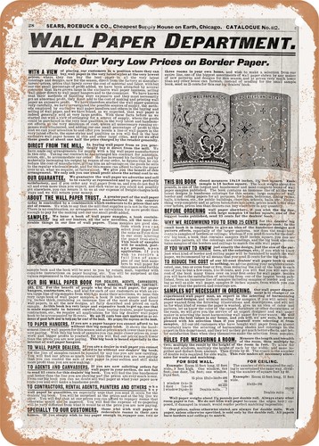 METAL SIGN - 1902 Sears Catalog Wall Paper 1 Page 38 - Vintage Rusty ...