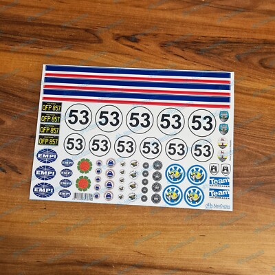 HERBIE the Love Bug Decals Kit Sand Scorcher Tamiya Stickers Scale 1/10 ...