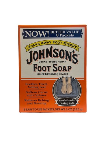 1 Box Johnsons Foot Soap 8 Packets Soothes Tired Aching Feet ...