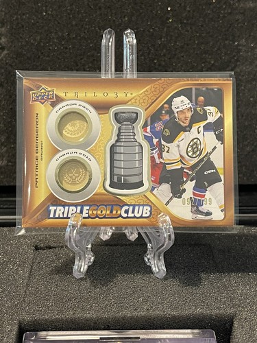 Patrice Bergeron 23/24 Upper Deck Trilogy Triple GOLD Club /199 Bruins ...