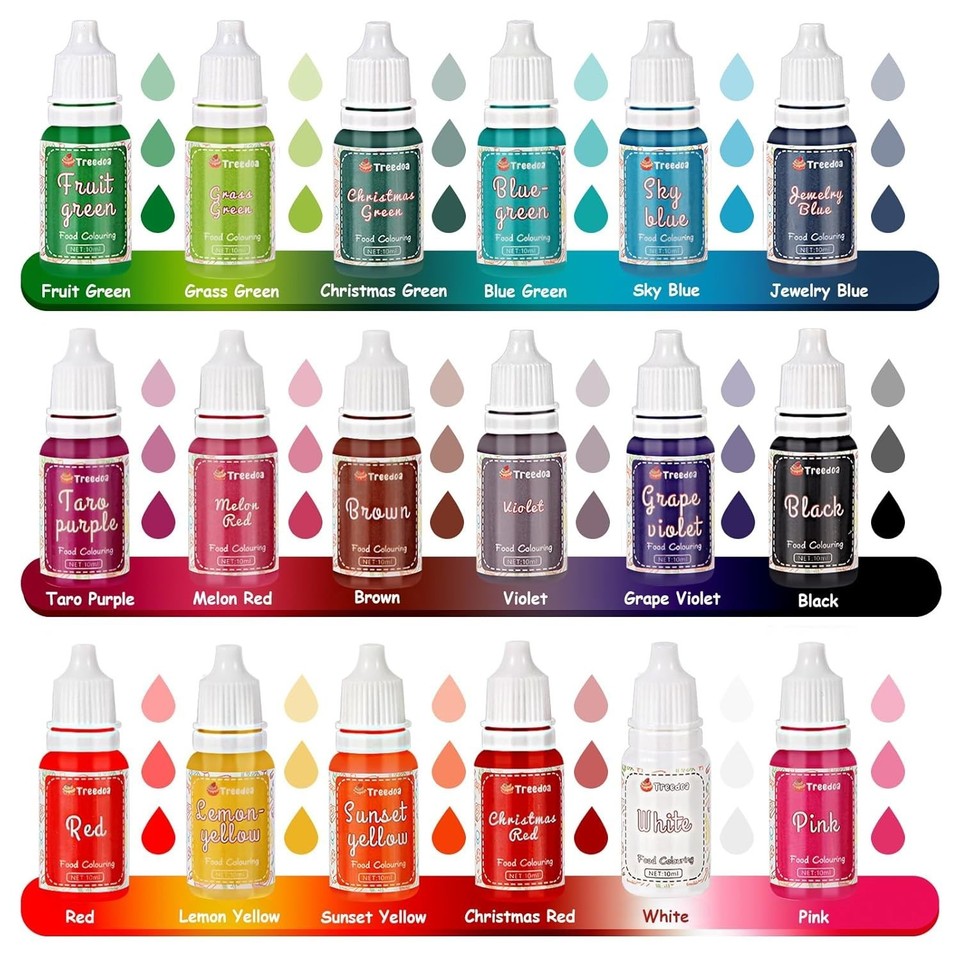 Food Coloring Liquid Set,18 Colors x 10ml Food Grade Food Dye-0.35 Fl ...