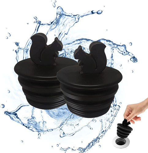 Universal Bathtub Plug - 2 Pack Silicone Tub Stopper, Black Squirrel ...